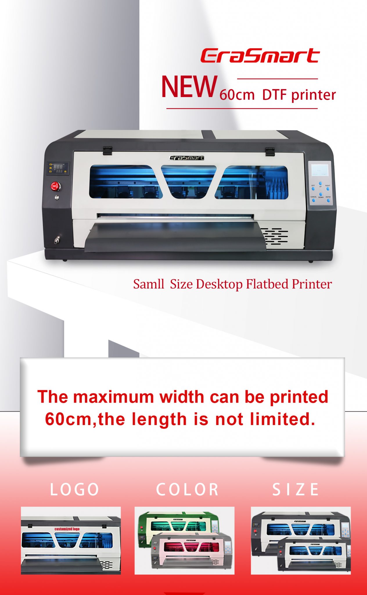 Erasmart 35cm Dual XP600 DTF Inkjet Printing Pet Film Printer Machine ...